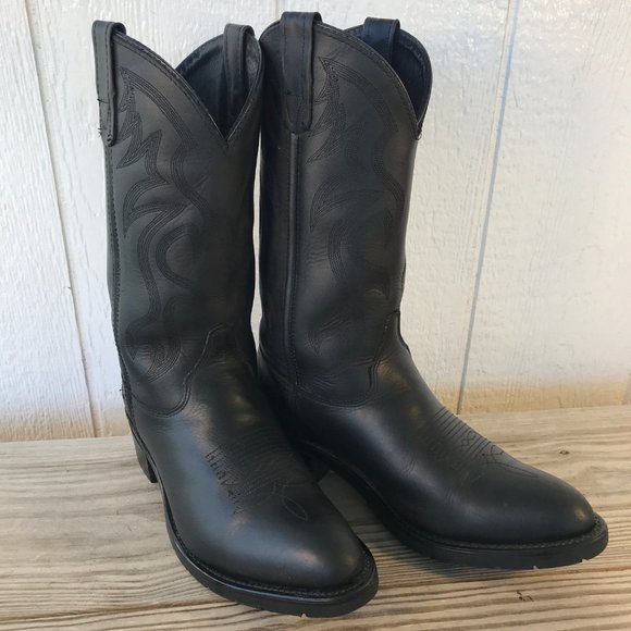 Double H | Shoes | Doubleh Mens Black Leather Cowboy Western Work Boots ...